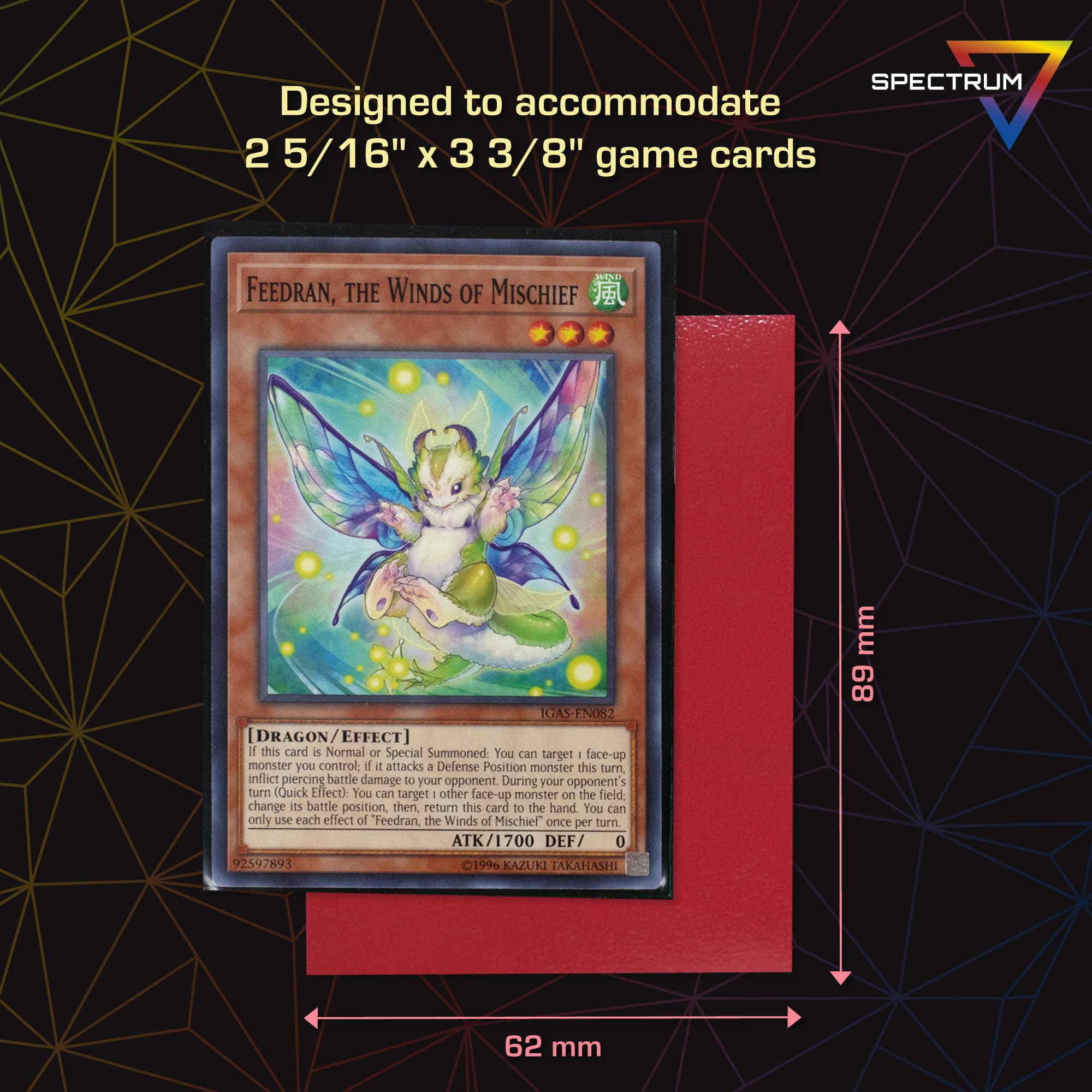 BCW Spectrum Elite Deck Guard Small Card Sleeves | Yugioh Card Sleeves | Red - 60 Sleeves | Protective Sleeves for Small Trading Cards (Not for MTG or Pokemon) | Durable and Sleek