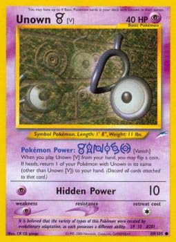 Pokemon Singles - Unown [V] - 89/105 - Common - Unlimited Edition - Neo Destiny