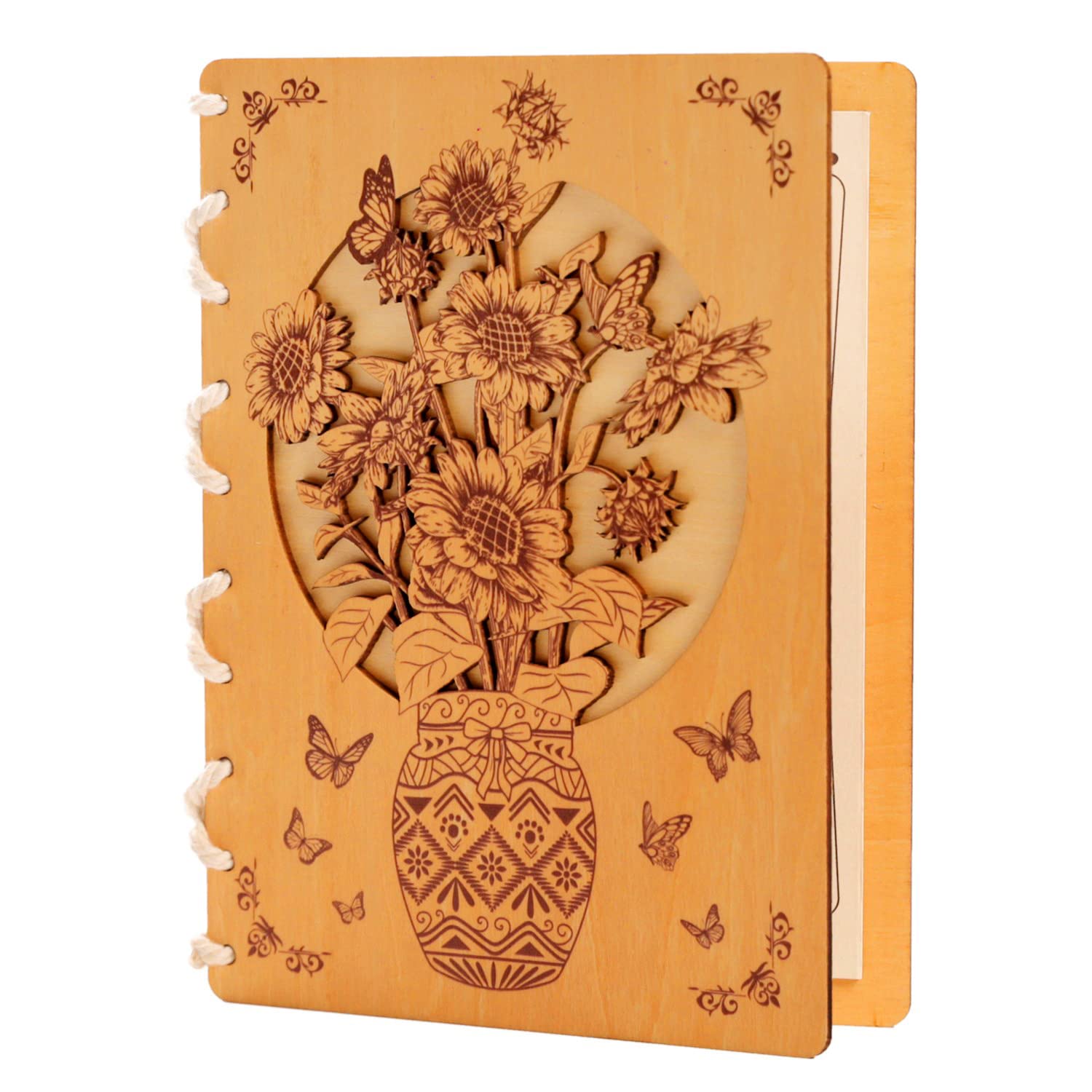 DEPLEE Sunflower Wooden Cards with Unique Design for Birthday or any Occasions, Happy Anniversary cards, Anniversary greeting Cards to Show Appreciation for Mothers, Eco Friendly| 6x8 in