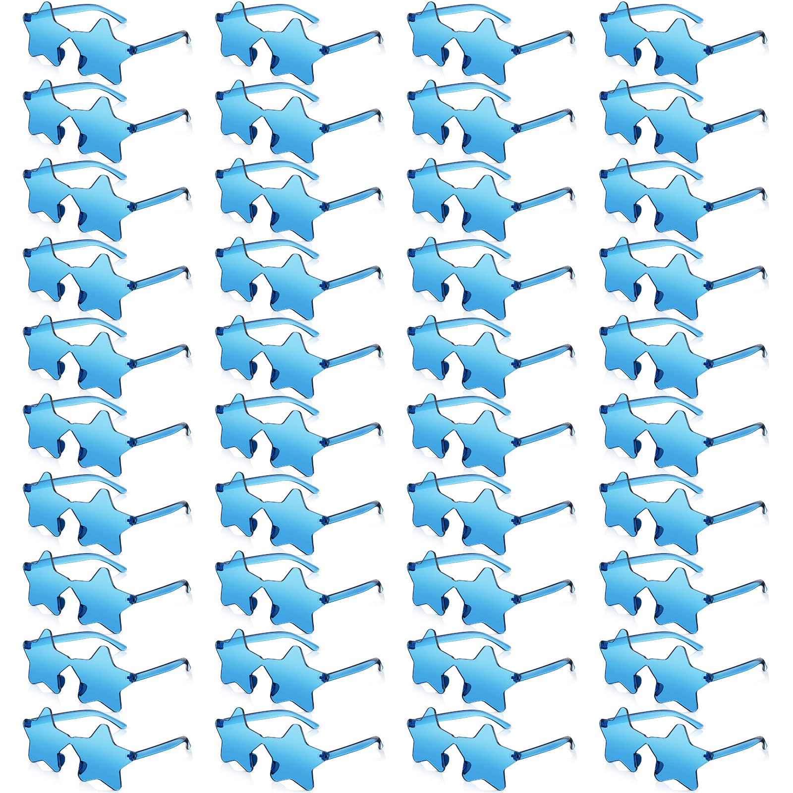 Cindeer 40 Pairs Rimless Star Shape Sunglasses Colorful Transparent Sunglasses Pentagram Glasses for Party(Blue)