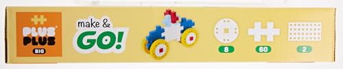 PLUS PLUS Big - Make & GO! - 70 Pieces - Construction Building Stem/Steam Toy, Interlocking Large Puzzle Blocks for Toddlers and Preschool