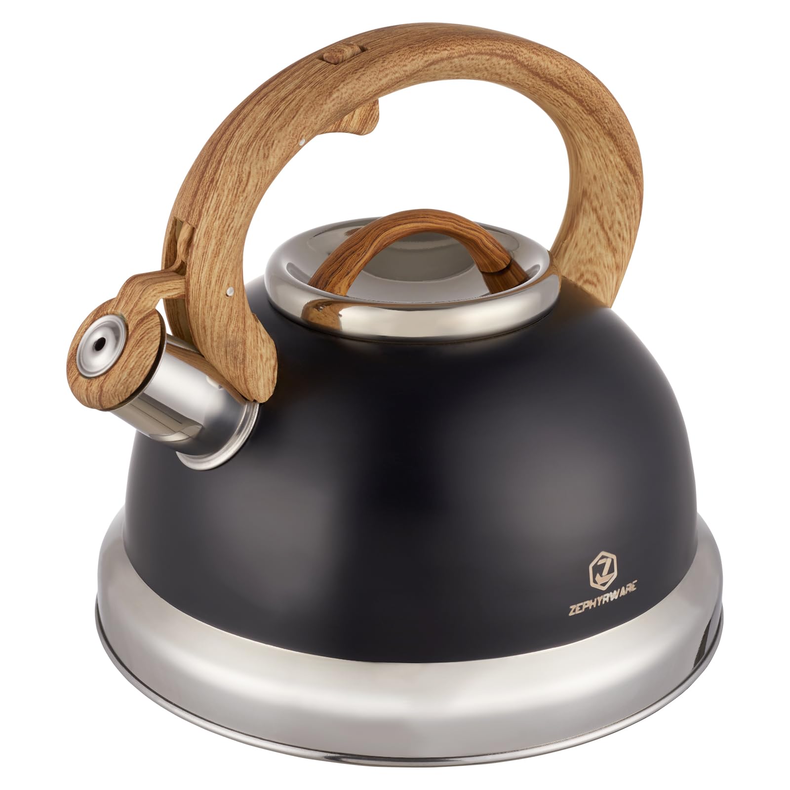 Tinlon Enamel Tea Kettle, 3.1 Quart Whistling Tea Pot for Stove Top, Food Grade 304Stainless Steel Teapot with Wood Pattern Handle for Coffee, Tea, Milk etc