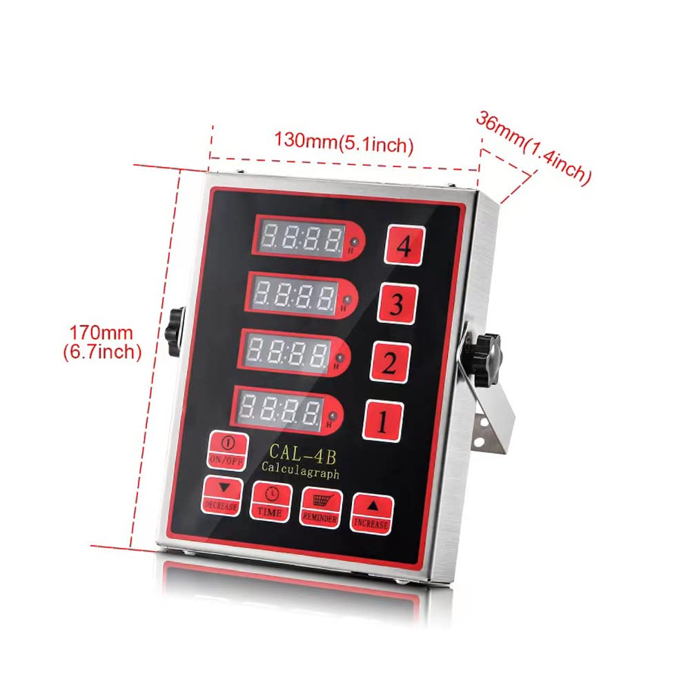 Commercial 4 Channel Timer - DEGOTM Kitchen Stainless Steel 4 Channel Timer Cooking Timers Baked Burger Fried Chicken Loud Alarm Reminder for Restaurant Home Kitchen