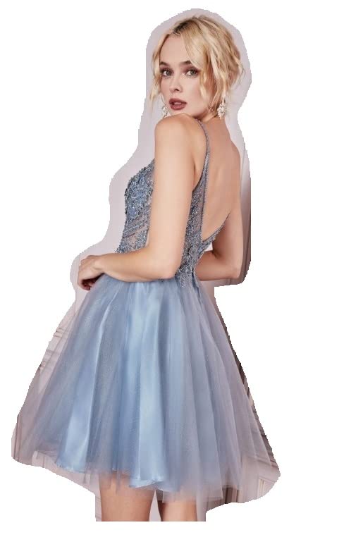 Cinderella Divine CD0190 Short A-LINE Cocktail Dress - Smoky Blue (3X)