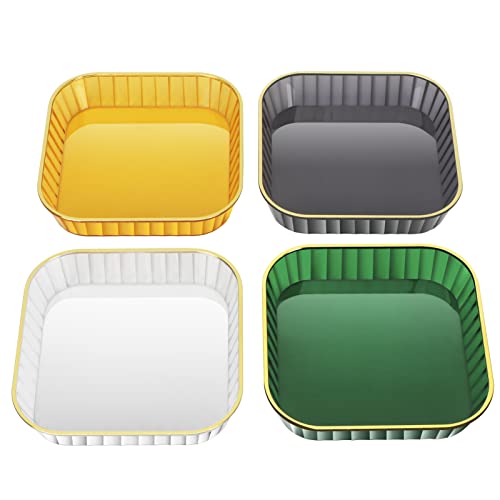 FYY Clear Plastic Plates (4 Pack) 4.9" Reusable Translucent Hard Plastic Plates for Snack, Fruit, Nut, Dessert Plates for Party, Birthdays, Weddings, Home, Small Plates, Multi-Use Dinner Plates