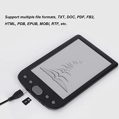 Goshyda Ereader, 6in 800x600 HD Ink Screen E Reader, Eye Protection Ebook Reader with Protective Case Film, 8GB Storage, Long Battery Life