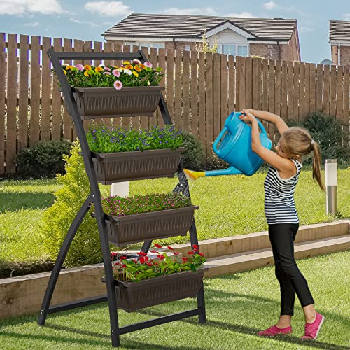 G TALECO GEAR Vertical Garden Planter, 4-Tier Vertical Raised Garden Bed, Vertical Elevated Planter for Indoor and Outdoor, Perfect for Vegetables Flowers