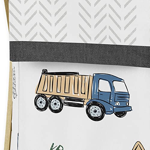 Sweet Jojo Designs Construction Truck Baby Kid Clothes Laundry Hamper - Grey Yellow Black Blue and Green Transportation Chevron Arrow