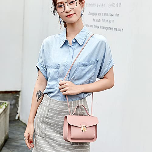 PKSANIT Womens Lightweight Crossbody Bag Shoulder Bag, Double Pocket Lock Square Bag Shoulder bag (White)