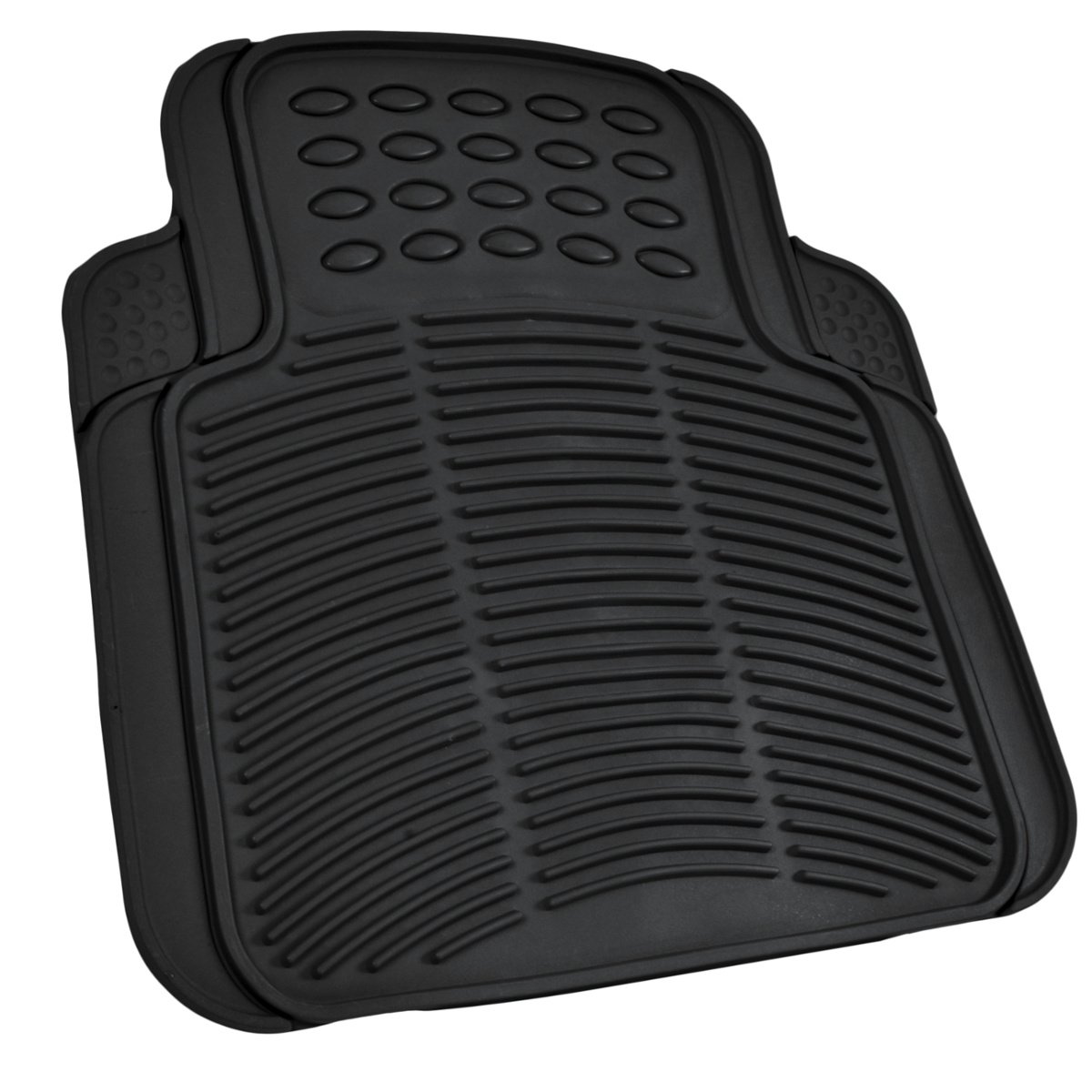 BDK Floor Mats, 4-Piece All-Weather Car Mat with Universal Fit Design, Durable Rubber Car Floor Mats with Capture Ridges, Waterproof for Cars Trucks SUV (Black)