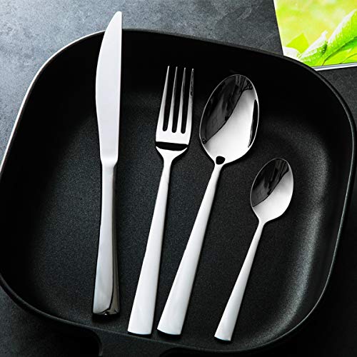 Silverware Set,MASSUGAR 20-Piece Silverware Flatware Cutlery Set, Stainless Steel Utensils Service for 4, Include Knife/Fork/Spoon, Mirror Polished (Silver)