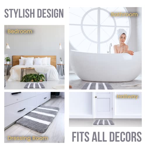 BLOOMTIDE Microfiber Luxury Bathroom Rugs Mat, 16"x24", Extra Soft, Absorbent Bath Rugs, Non-Slip, and Machine Washable Dry Bath Mats for Bathroom Floor, Tub and Shower, Grey