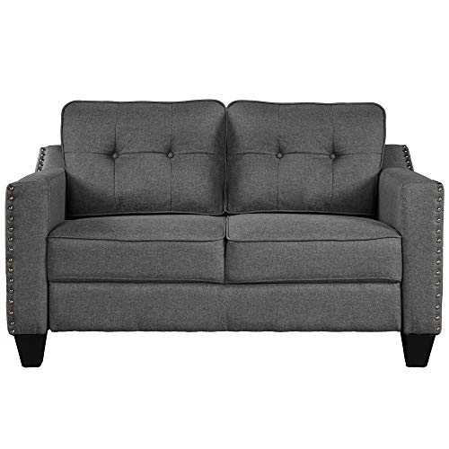 ERYE 3 Pieses Mid-Century Modern Sofa Sets Linen Fabric Tufted Back Sofa&Couch Include 3 Seaters Couch, Loveseat and Armchair with Rivets Rivets for Home Apartment Office Living Room Sets