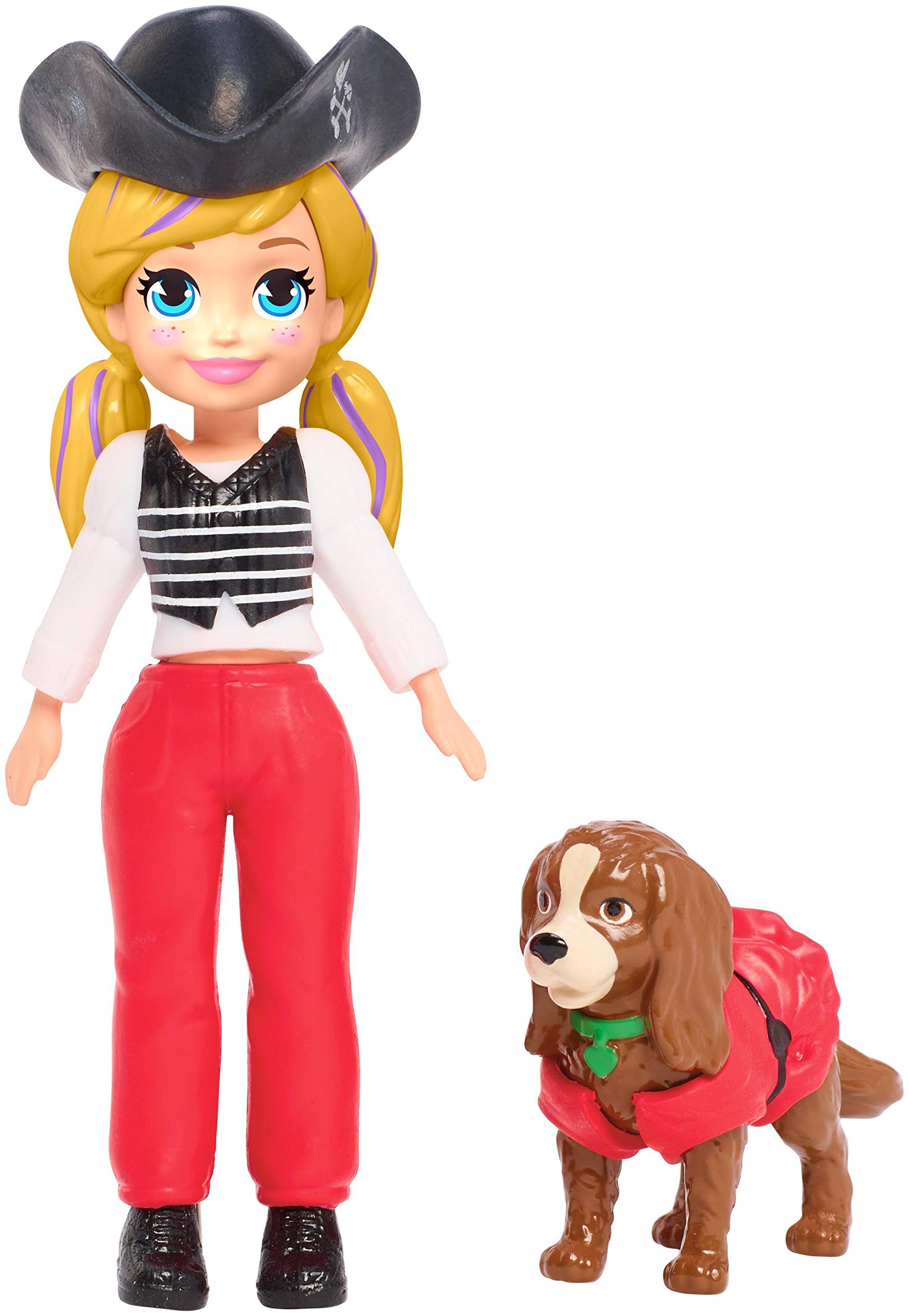 Polly Pocket Doll & Accessories, Masque ‘N Match Costume Pack with 3-Inch Small Doll, Pet, 4 Costumes for Doll & for Pet