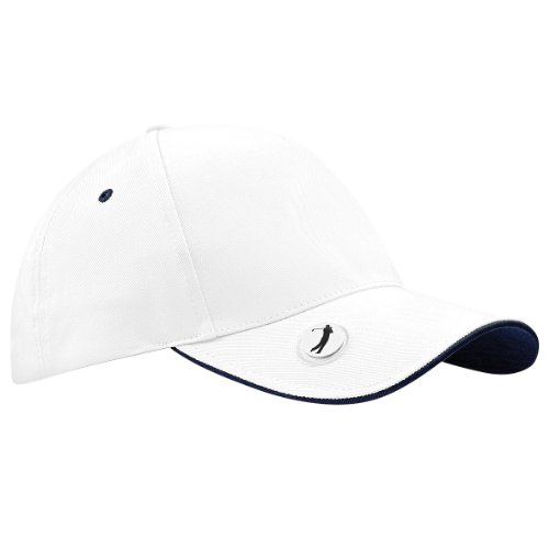 Beechfield Pro-Style Ball Mark Golf Baseball Cap / Headwear (One Size) (White/French Navy)