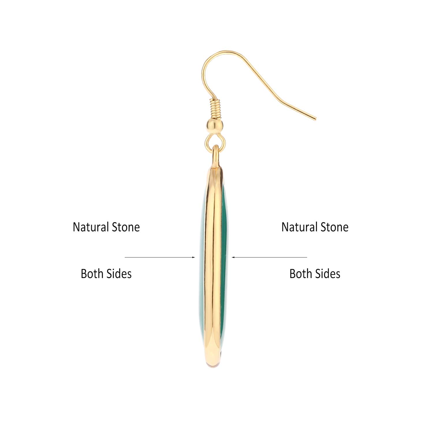 BaubleStar Natural Crystal Healing Stone Drop Earrings Blue Opal Jasper Gemstone Quartz Oval Dangle Gold Fashion Jewelry for Women