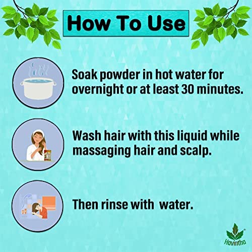 Havintha Natural Shampoo for Hair with Amla Reetha Shikakai Methidana Hibiscus Bhringraj Brahmi and Flax Seed Powder, 227gm