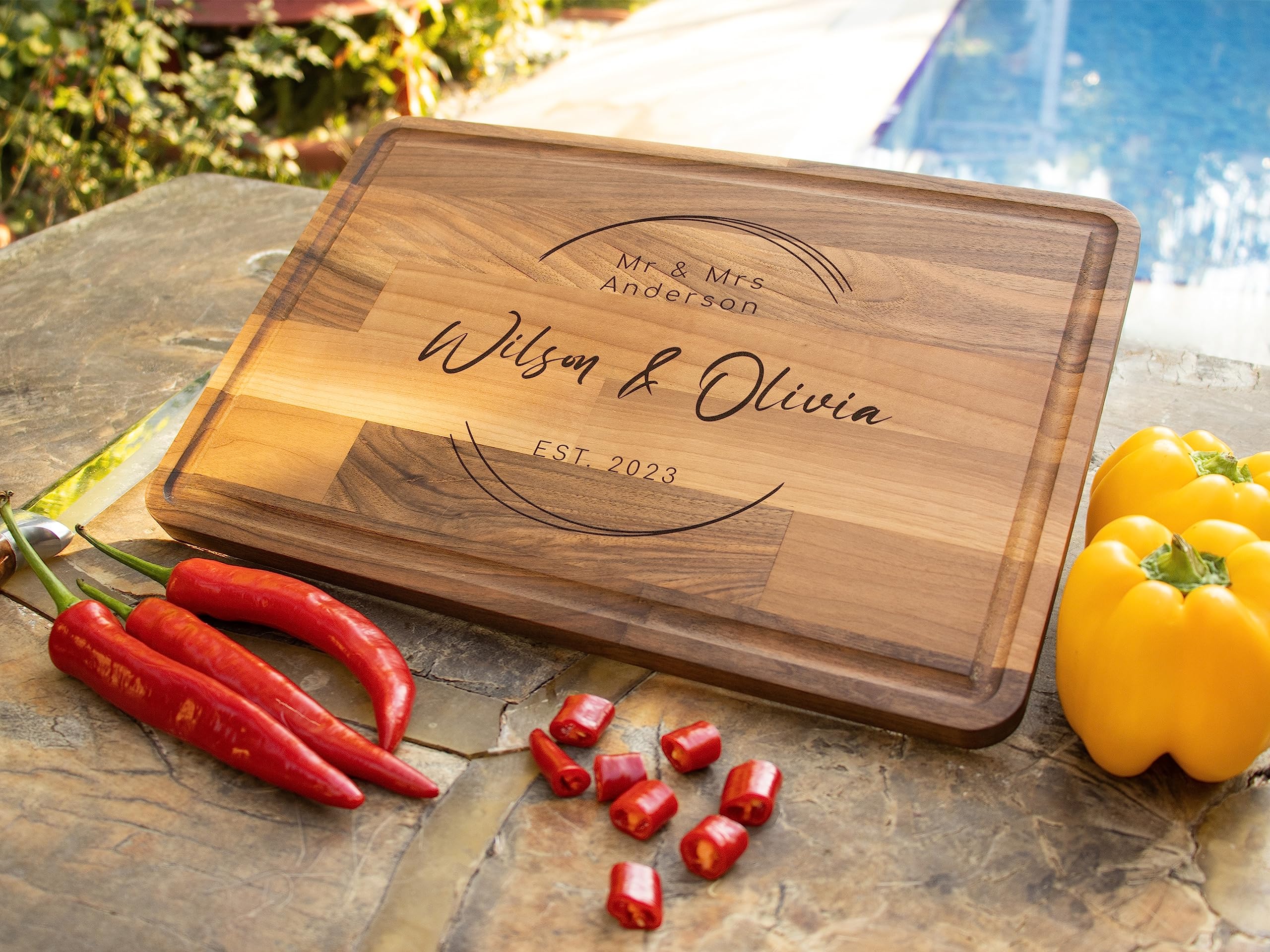 Custom Cutting Board | Personalized Cutting Board | Custom Cheese Board | Custom Chopping Board | Wedding Cutting Board | Personalized Wedding Gift | Gift for Couple (Without Handle)