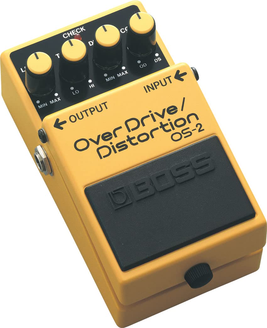 Boss OS-2 OverDrive/Distortion Bundle with 10ft Instrument Cable, 6in Patch Cable, and Picks