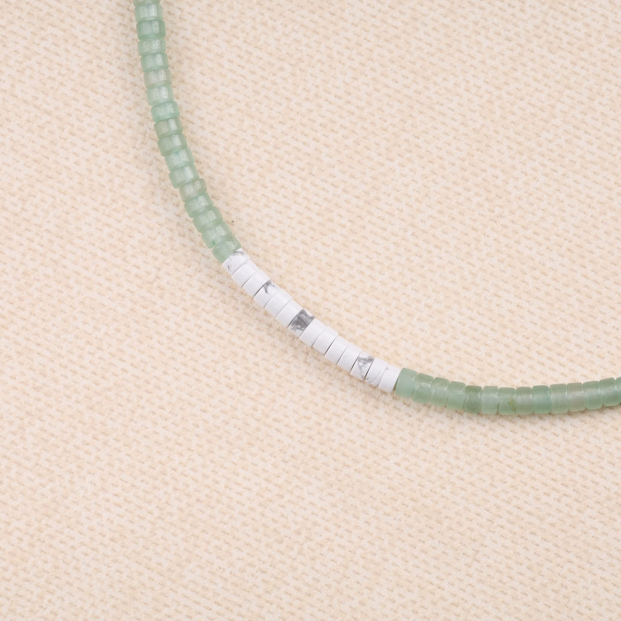 COAI Heishi Howlite Green Aventurine Stone Beaded Choker Necklace for Women
