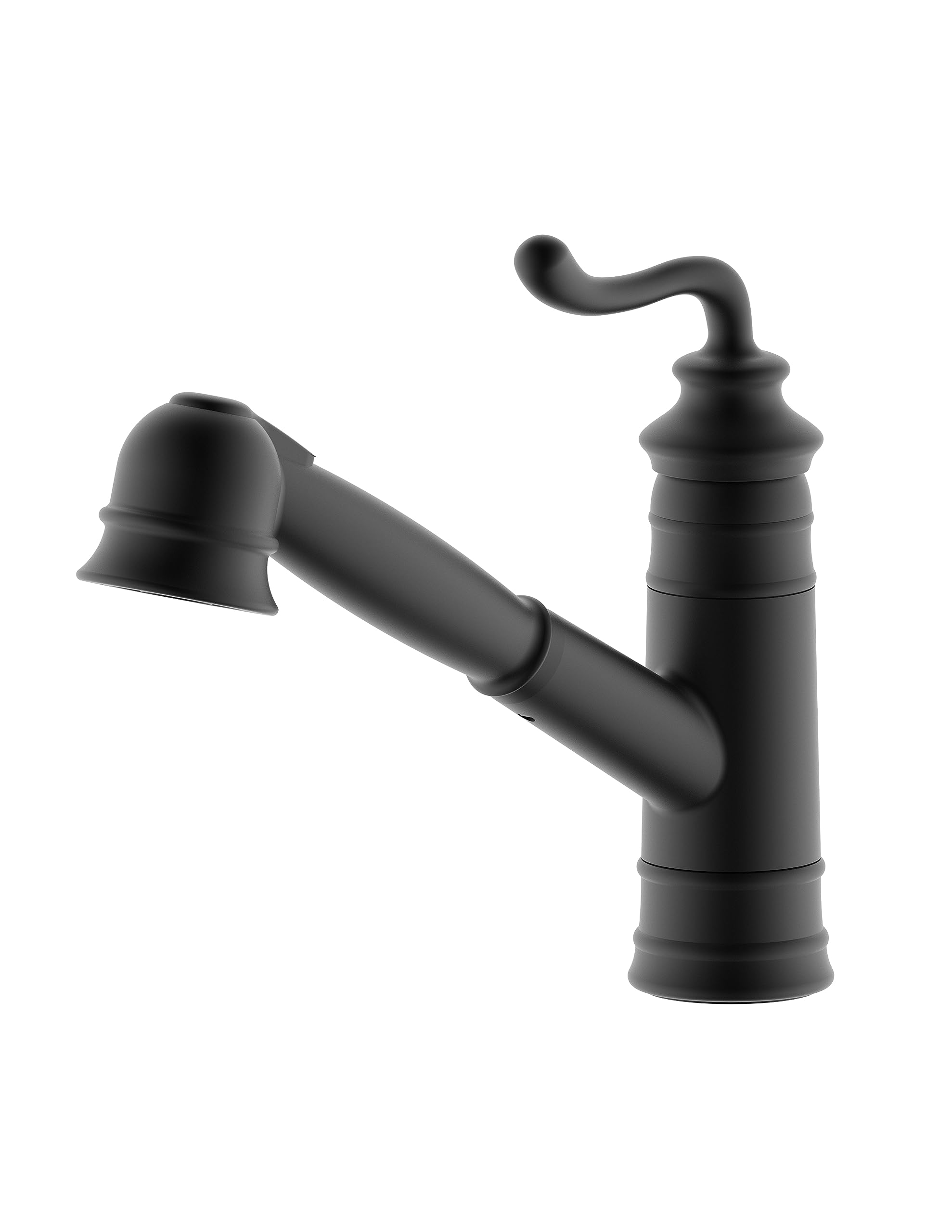 Derengge Matte Black Single Handle Kitchen Faucet,Pull Out Sprayer Kitchen Sink Faucet with Deck Plate,1 Hole or 3 Hole Installation,F-825-MT