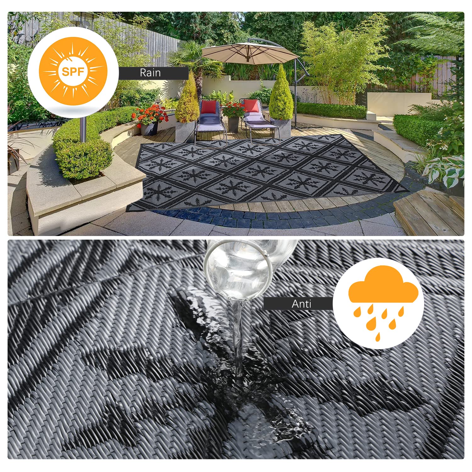 Blytieor Outdoor Rugs Reversible 4x6 Plastic Straw Rug Waterproof Modern Floor Mat Area Rugs for Patio,Backyard, Camping