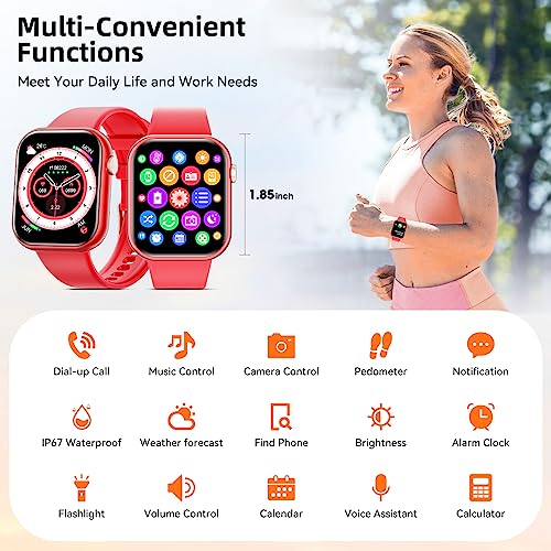 Hwagol Smart Watch,Bluetooth Call Smartwatch for Men Women,Monitor Heart Rate/Sleep/Blood Oxygen/Pedometer,Multiple Exercise Modes,Compatible with iOS and Android, 1.85-inch Screen Fitness Trackers