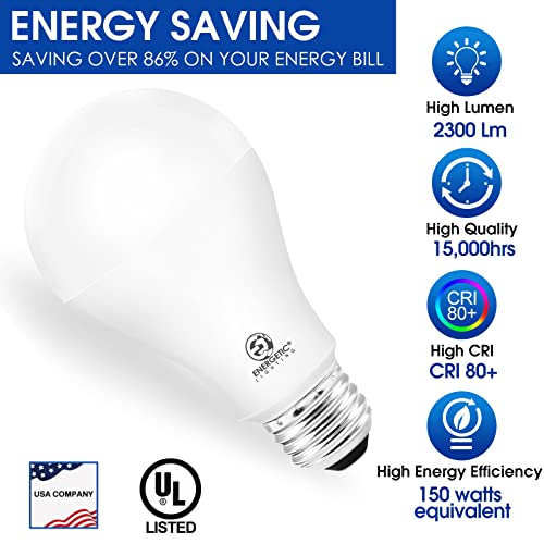 ENERGETIC SMARTER LIGHTING A21 LED Bulb 150 Watt Equivalent, Super Bright Light Bulb, Soft White 2700K, Non-Dimmable, 2300lm, Brightest LED Bulbs, UL Listed, 2-Pack