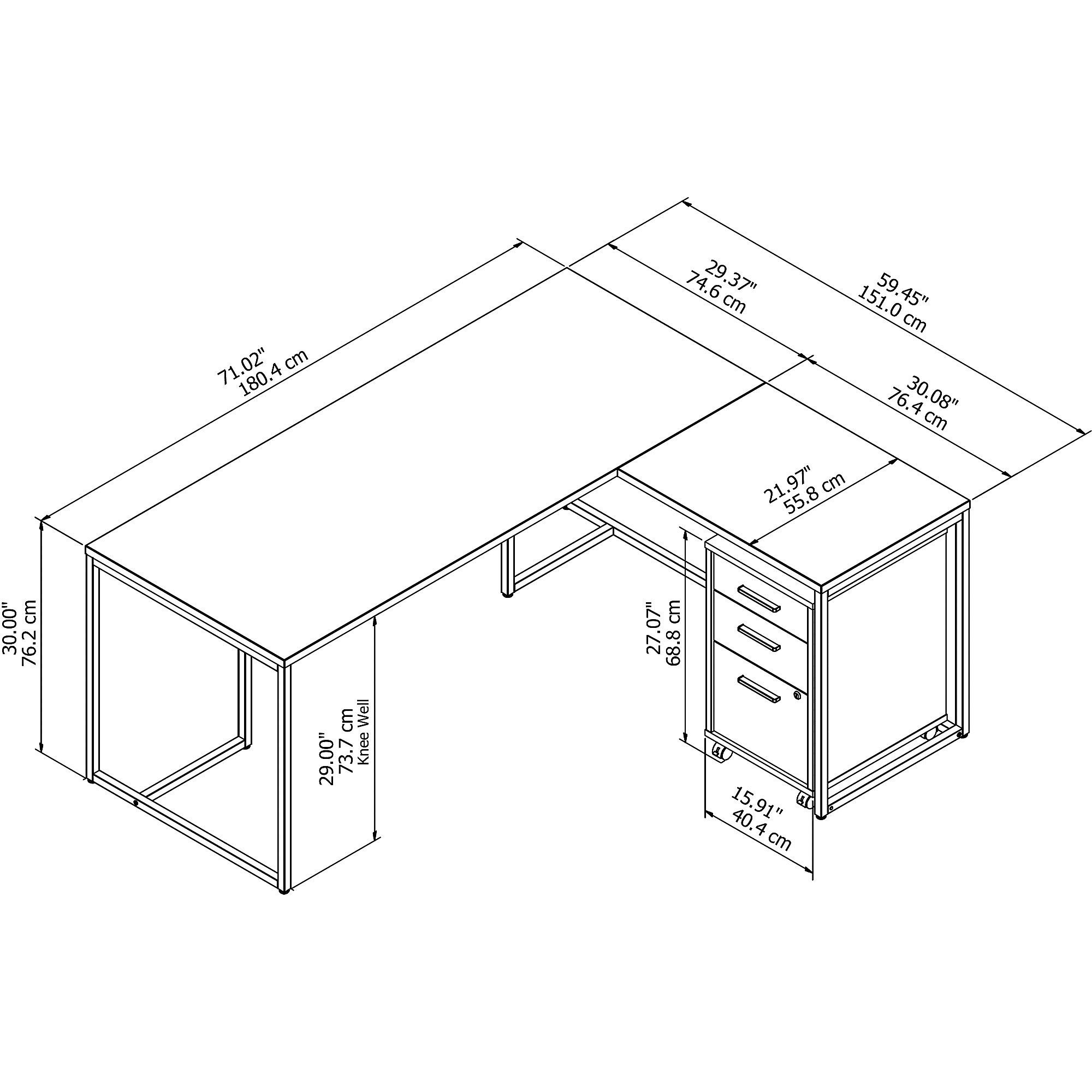 Bush Business Furniture Method L Shaped Desk with 30W Return and Mobile File Cabinet, 72W, Natural Maple