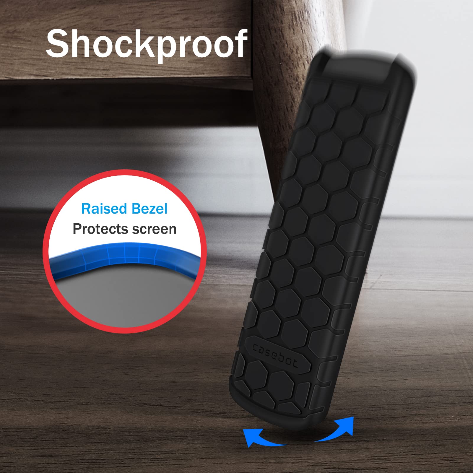 CaseBot Remote Case for Alexa Voice Remote Pro (2022 Release) - Honey Comb Lightweight Anti-Slip Shockproof Silicone Protective Remote Controller Cover, Black