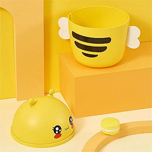 ESD HSDMYSH Countertop Trash Can Cute Bee Desktop Trash Can TabletopTrash Can Mini Garbage cans for Bedroom Living Room Bathroom Small Wastebasket with Lid(Yellow)