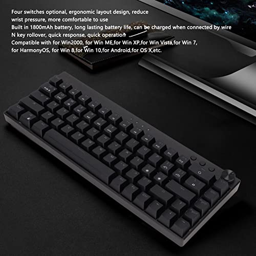 Garsentx Mechanical Gaming Keyboard with 2.4Gzh/BT/USB C Connection, 68 Keys Ergonomic Compact PC Wireless Keyboard with Hot Key RGB Backlit Light for Gaming Office (Red Shaft)
