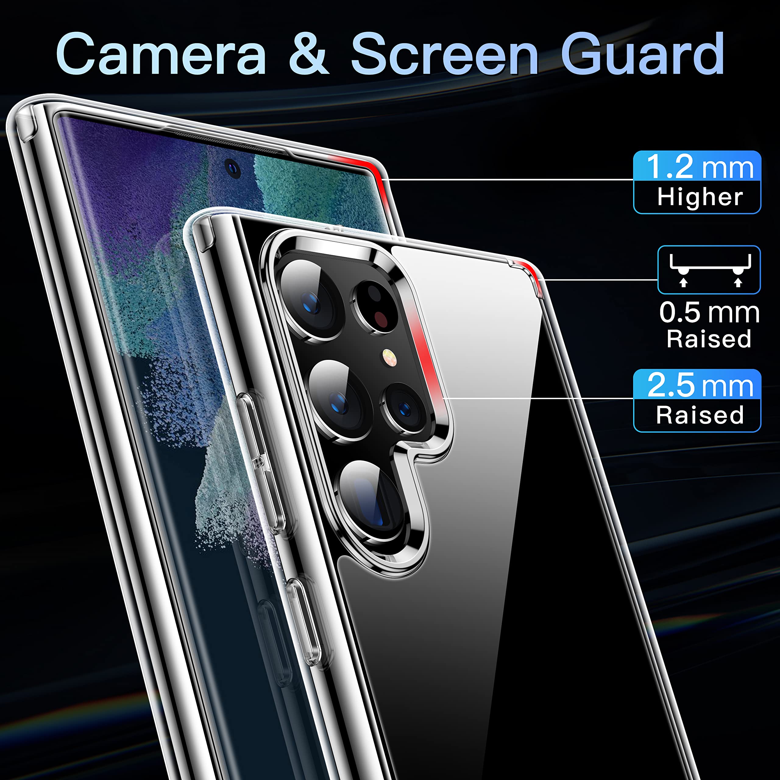 CASEKOO for Samsung Galaxy S22 Ultra Case Crystal Clear [Never Yellow] [Military Grade Drop Protection] Hard Back & Soft Bumper, Slim Thin Protective Shockproof Phone case 6.8'' 2022, Clear