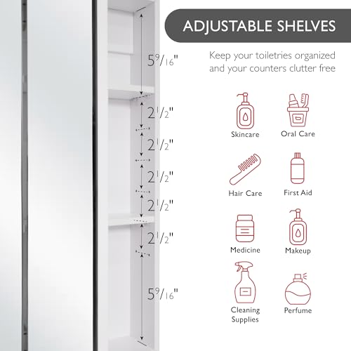 Design House 25 Inch Cyprus Bathroom Medicine Cabinet, Wall Mounted, Mirror, Clear Gloss, 590331