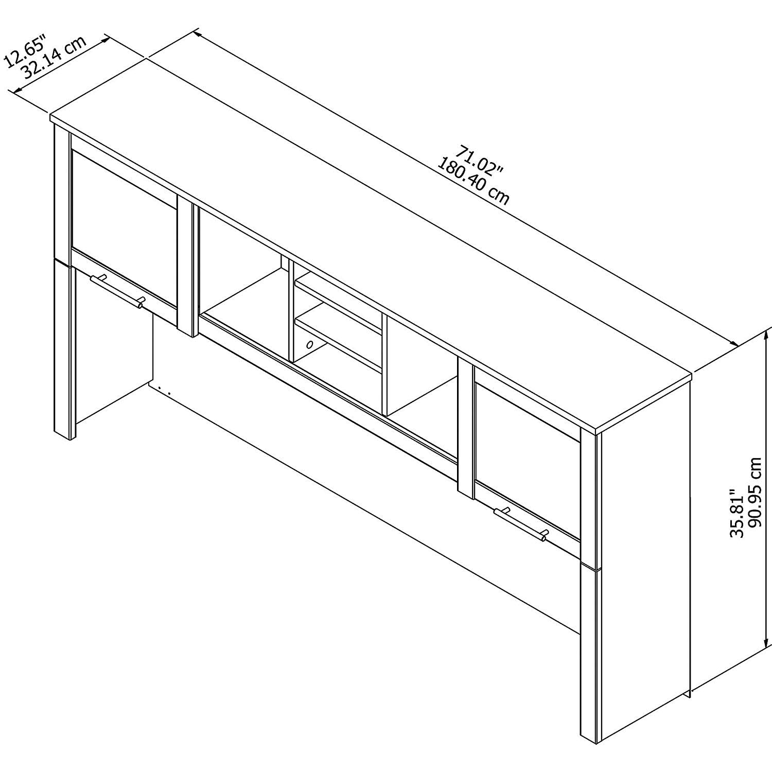 Bush Furniture Somerset 72W Desk Hutch in Hansen Cherry, Attachment with Shelves and Cabinets for Home Office