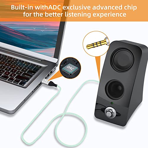 Muchfox USB to 3.5mm Audio Jack Adapter,6.6FT USB 3.0 to 3.5mm AUX Stereo Audio Cord,Compatibility with Laptop, Speaker, Support Windows,【Not Applicable to Charging and MP3, Truck, TV USB Ports 】