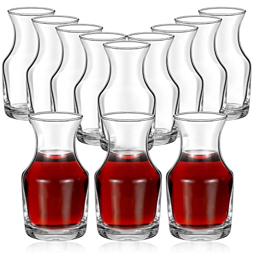 Single Serving Wine Carafe Glass Mini Carafe Individual Wine Decanter Small Carafe for Wine Dinner Parties Tastings Bars Restaurants(12 Pack, 6.5 oz)