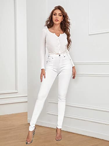 Hybrid & Company Super Comfy Stretch Women 5 Pocket Jeans P28868SK White 5