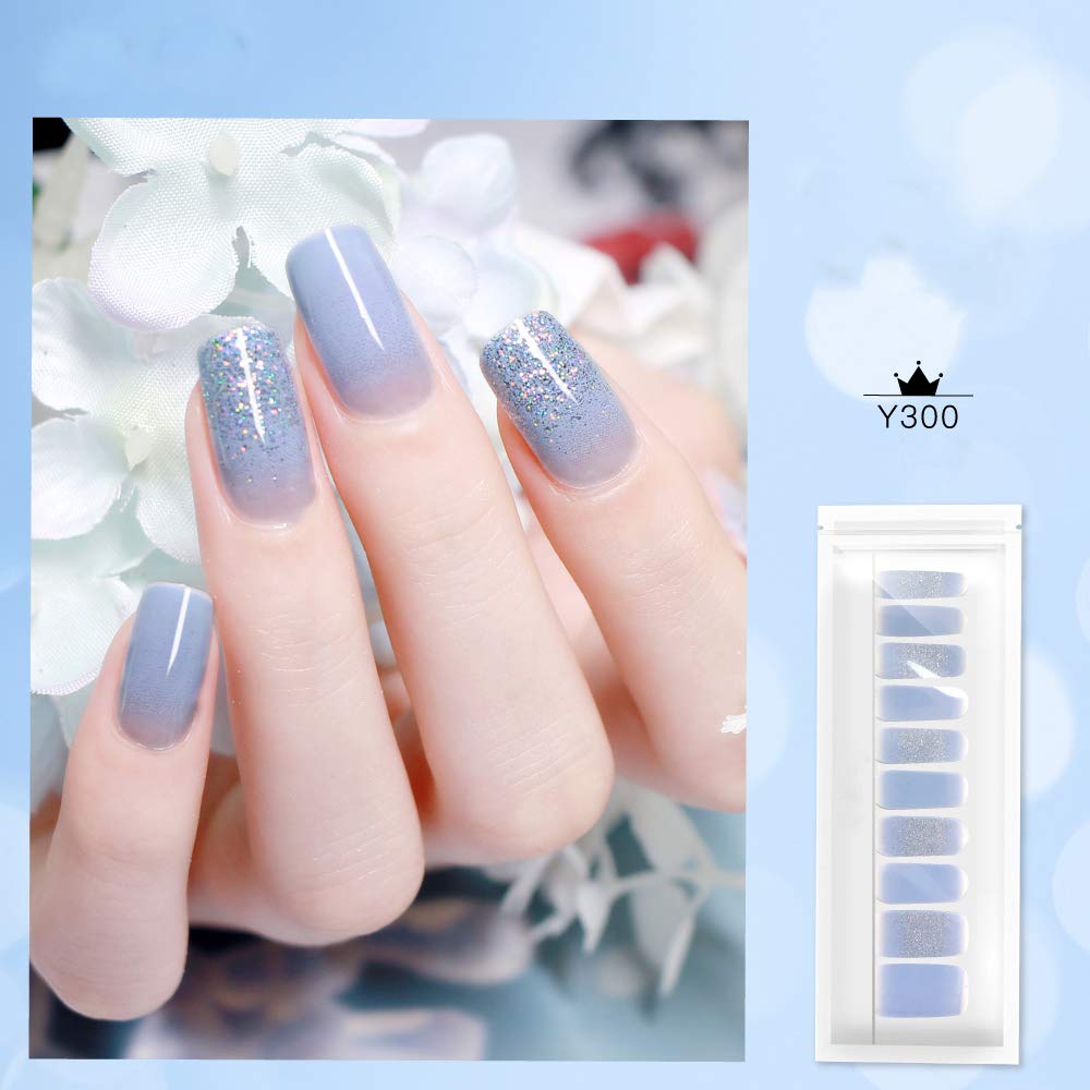 Beetle Studio Adhesion 22PCS Nail Art Transfer Decals Sticker DIY Nail Polish Strips,Nail Wraps, Nail Patch, 100% Real Nail Polish Sheets Applique for Manicure, Wedding, Party,Y300-Shallow Ocean