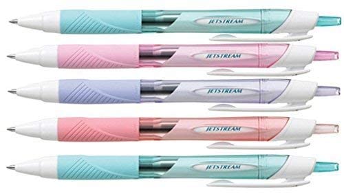 Uni Ball Jetstream Extra Fine & Micro Point Click Retractable Roller Ball Pens Rubber Grip Type 0.5mm - Black Ink - 4 Body Color Value Set