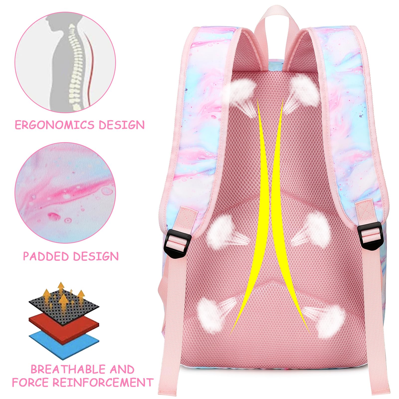 Bluboon School Backpack Teens Girls Boys Kids School Bags Bookbag with Lunch bag pencil pouch