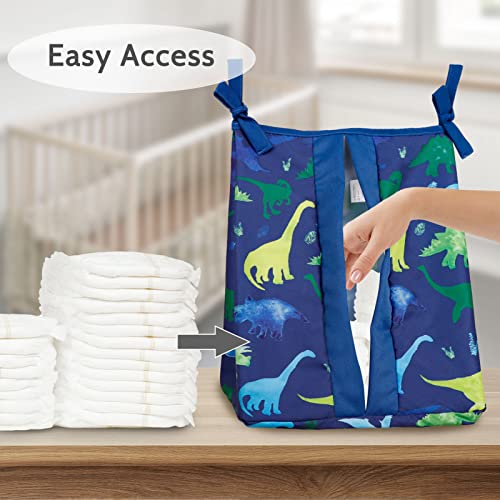 TANOFAR Nursery Diaper Stacker, Dinosaur Diaper Organizer, 2pcs Diaper Stacker Boys, Easy Access & Dustproof Diaper Bag Portable Hand, Dinosaur