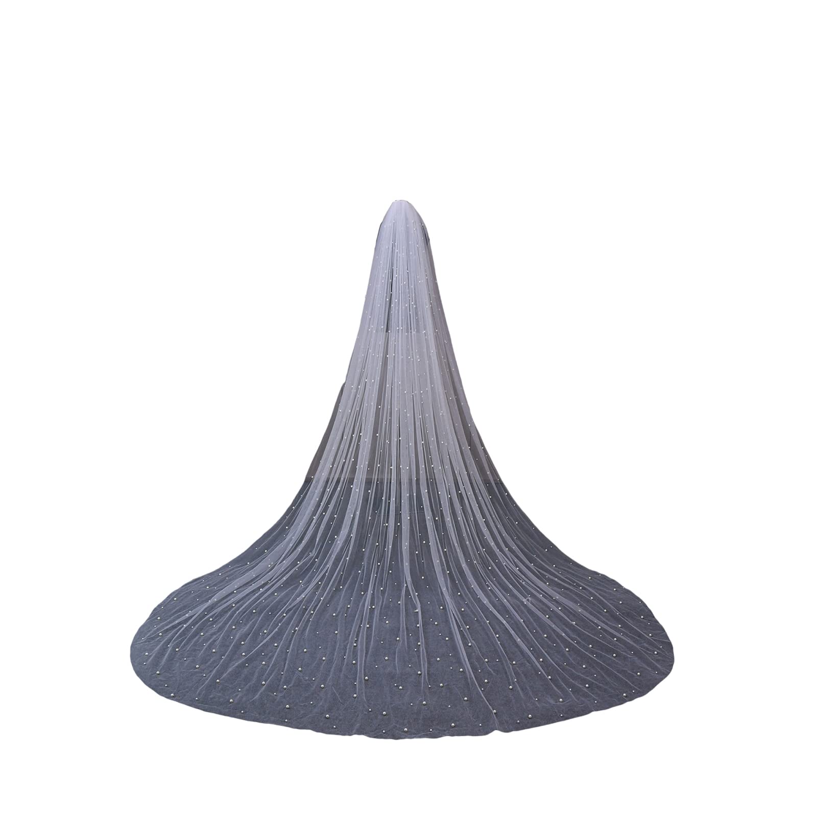 Bridal Wedding Veil 118" Long Cathedral Length Pearl Bridal Veil with Comb Y