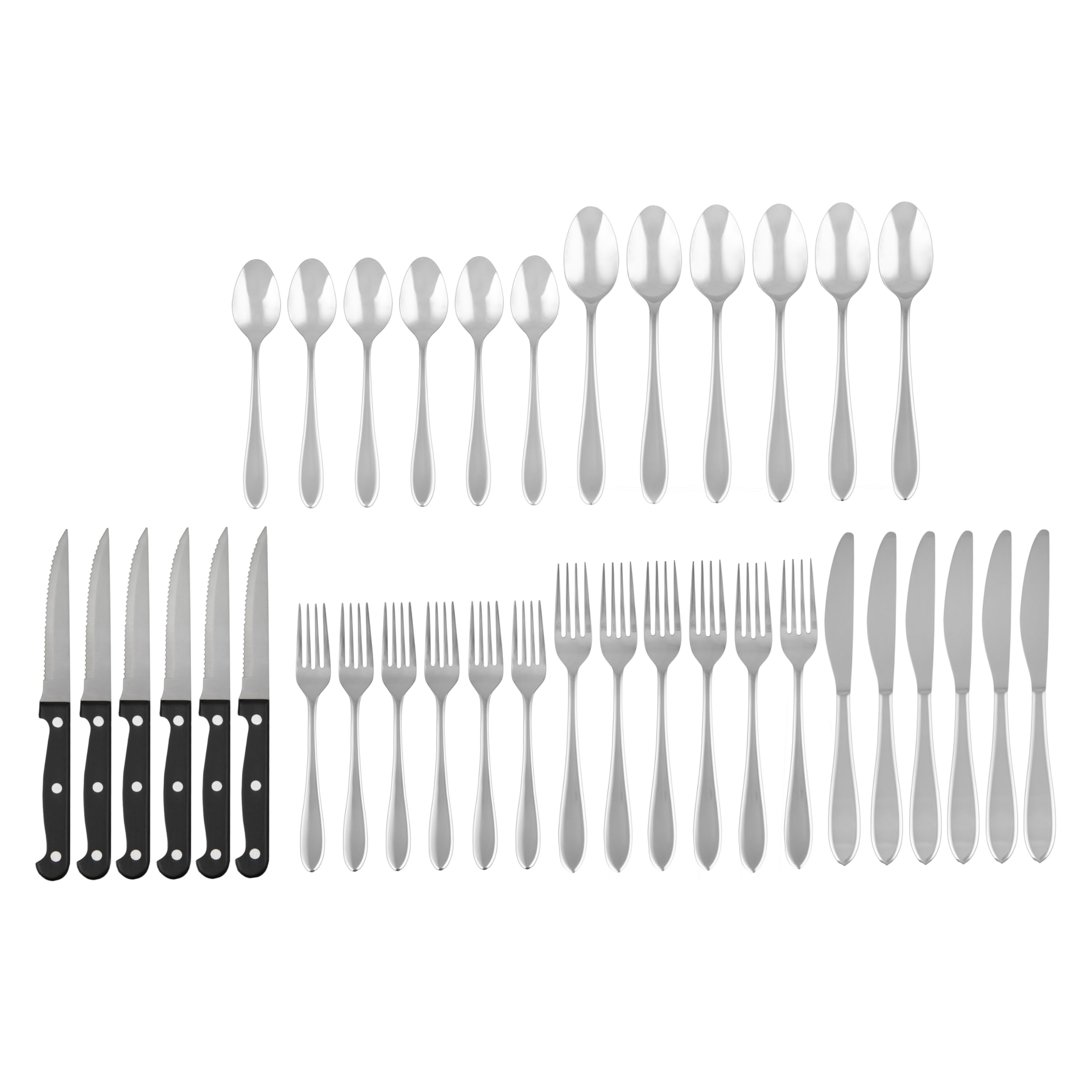 Cambridge Piccante Mirror Piece Flatware Set, 36 Count, No Color