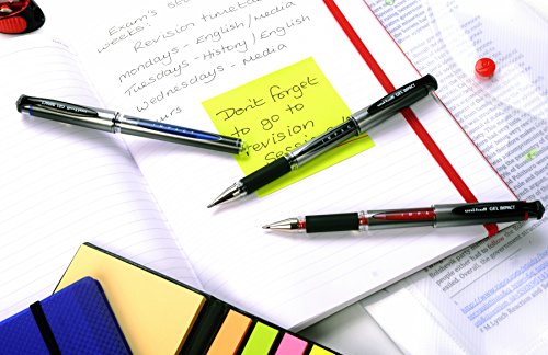 uni-ball 219006000 UM-153S Signo Impact Gel Pens with Rubber Grip, Blue Gel, 1mm Nib (Pack of 12)