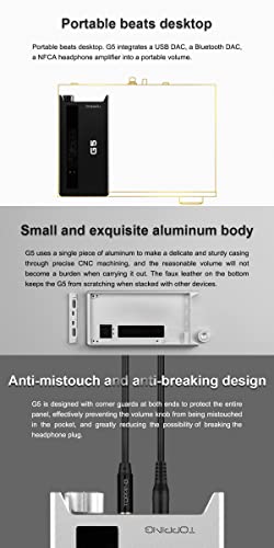 KGUSS Topping G5 Portable NFCA Headphone Amplifier DAC - USB Tyle C/Bluetooth/AUX Input, 6.35mm Line Out 3.5mm/4.4mm Headphone Out LDAC Hi-Res Audio (Sliver)