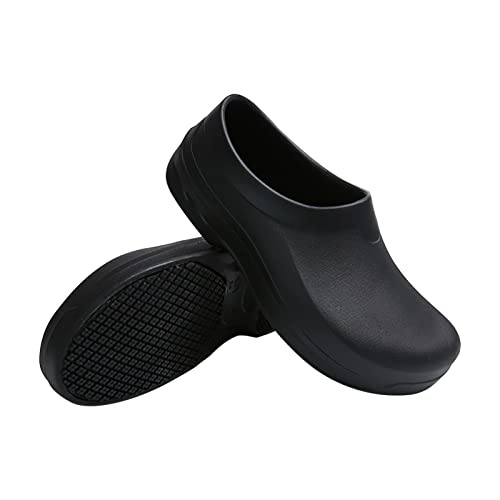 LIPROFE Chef Shoes for Men - Slip Resistant Clogs, Slip On Work Shoes for Food Service, Black Comfort Casual Shoes Black 9