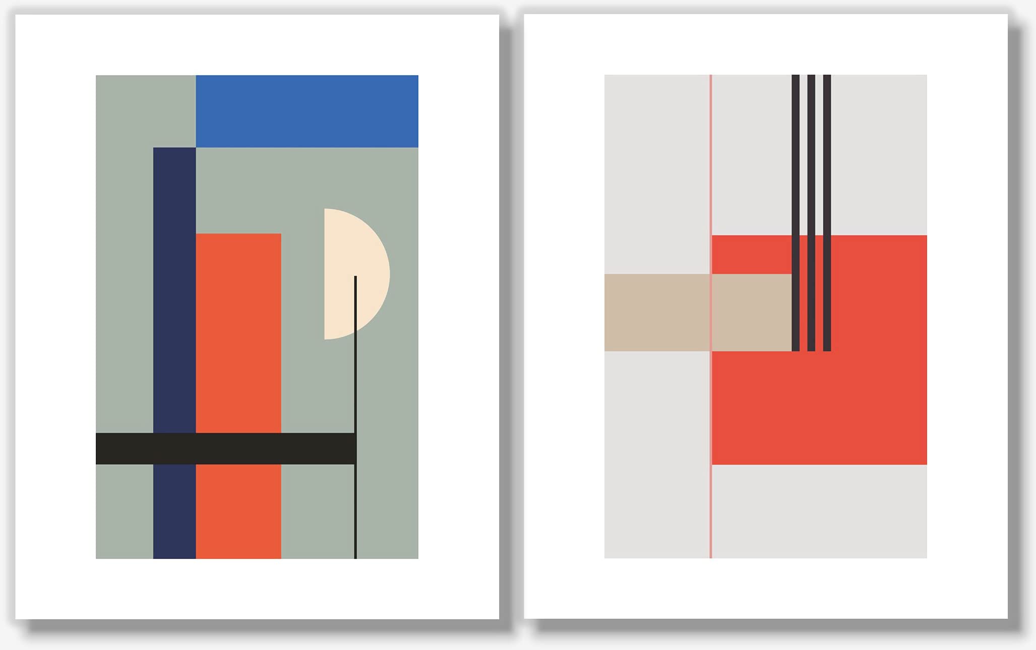 Mid Century Contemporary Wall Art - Modern Abstract Prints - (Set of 6) – 8x10 - Unframed - Minimalism Décor