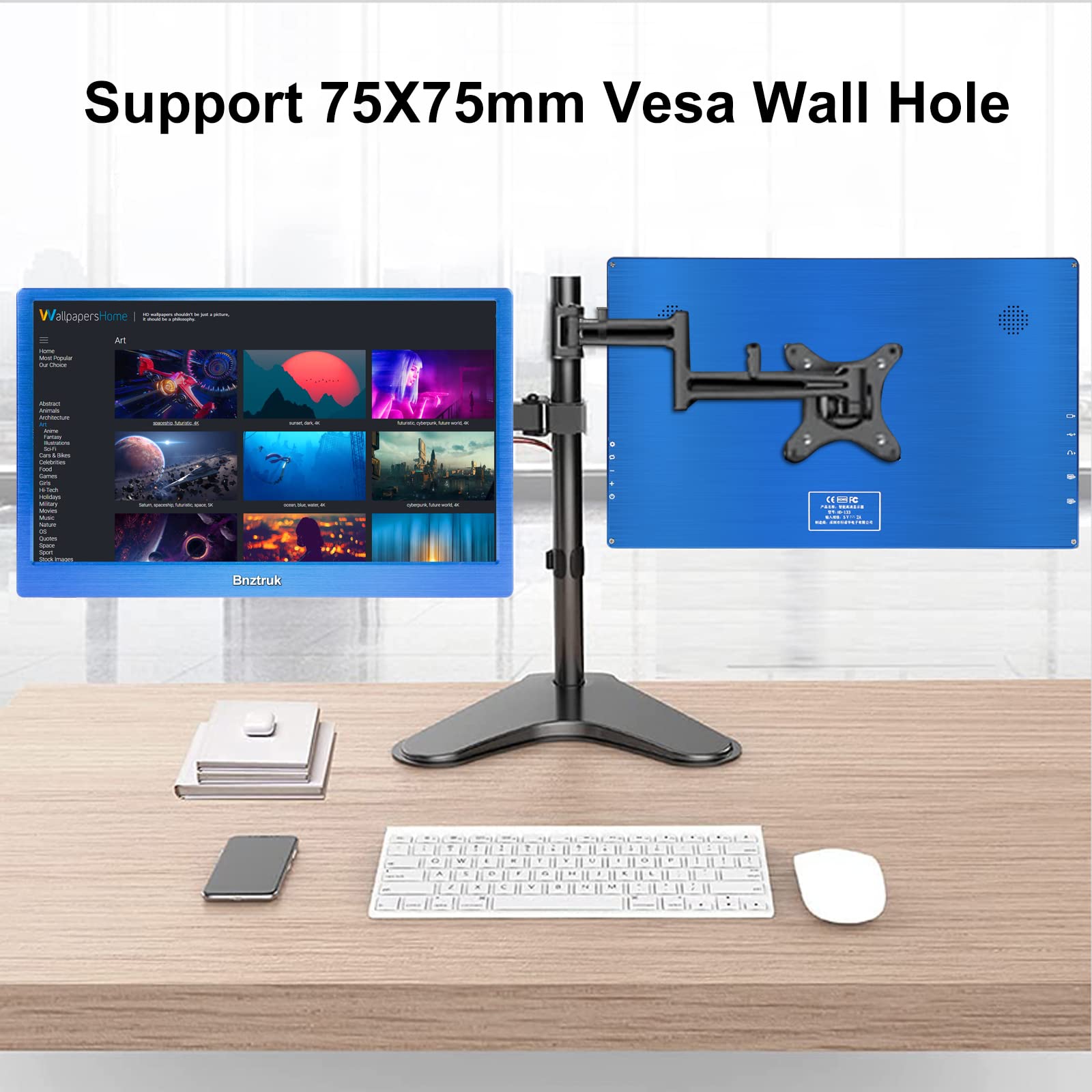 Bnztruk Portable Monitor 13.3 inch Full HD 1080P IPS Screen Computer Display with HDMI interface Gaming Monitor for PS3 PS4 Xbox Nintendo Laptop Raspberry pi,60Hz,PC 16:9,Built in Speaker,Blue
