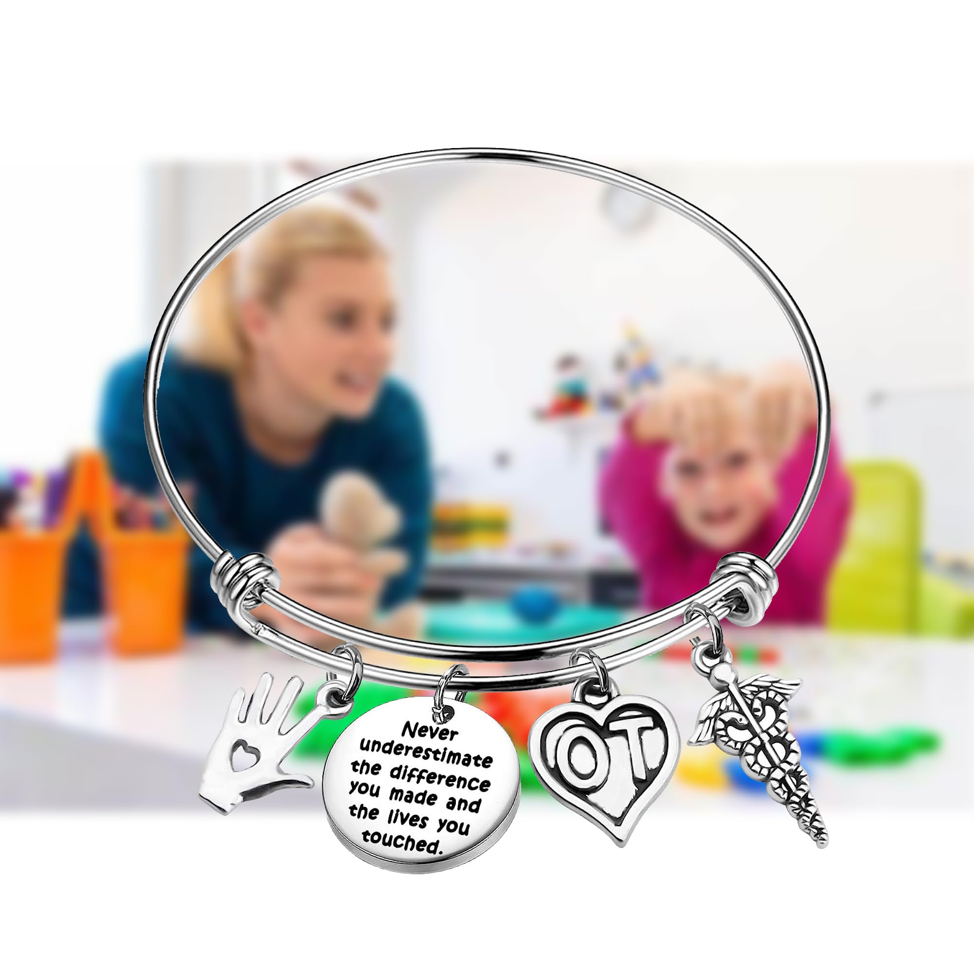 BAUNA Occupational Therapist Bracelet Occupational Therapist Assistant Gifts Never Underestimate The Difference You Made and The Lives You Touched Appreciation Gift (Occupational Therapist Bracelet)